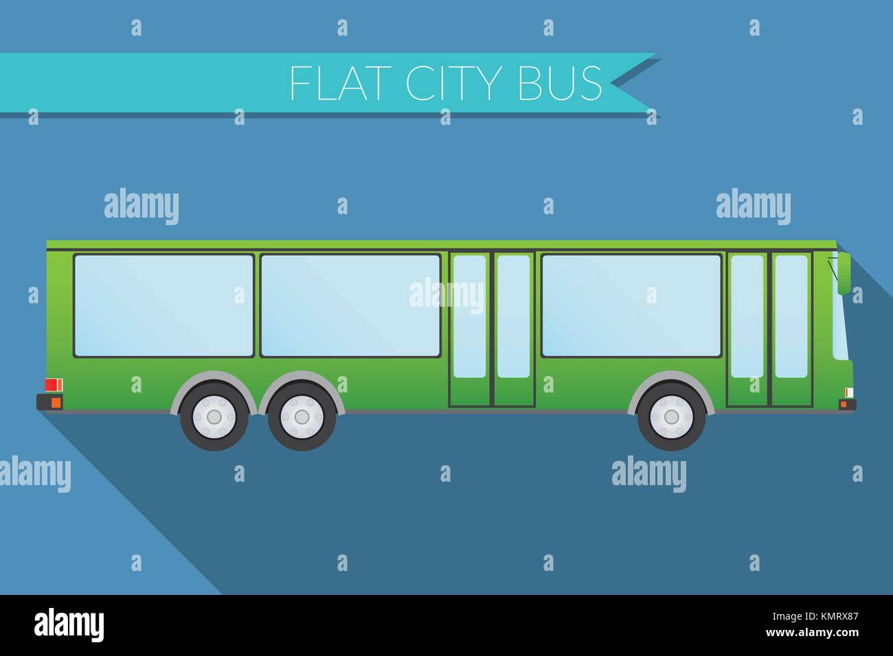 Flat design vector illustration city Transportation, city bus, side ...