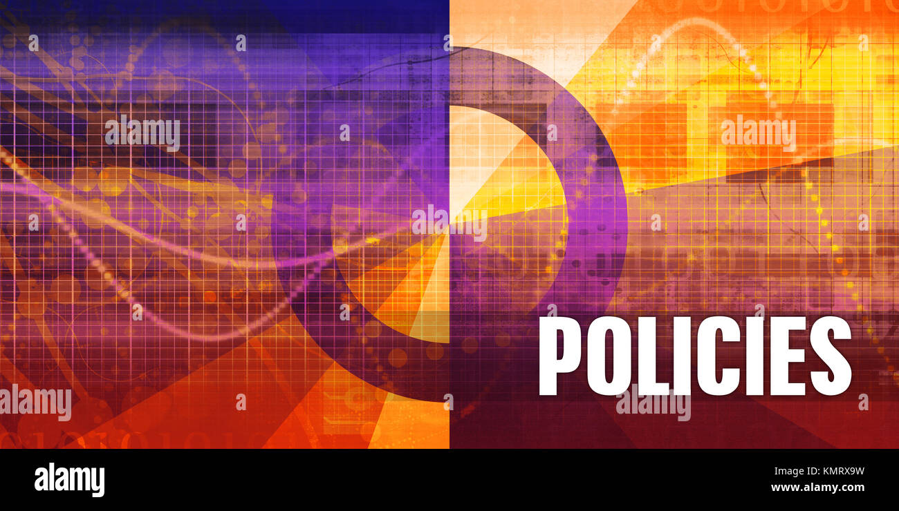 Policies Focus Concept on a Futuristic Abstract Background Stock Photo ...