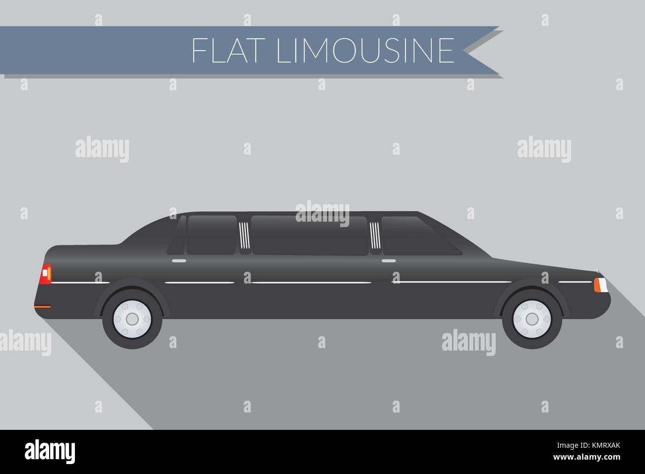 Flat design vector illustration city Transportation, limousine, side ...