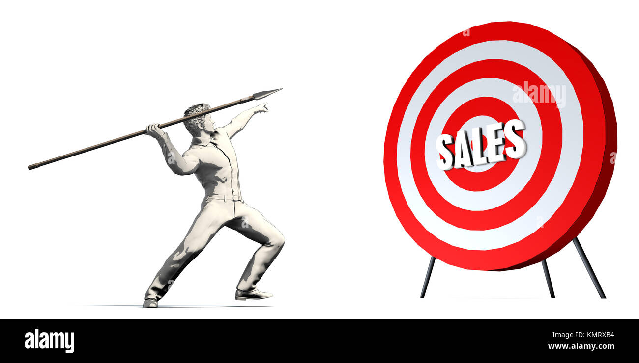 Aiming For Sales with Bullseye Target on White Stock Photo - Alamy