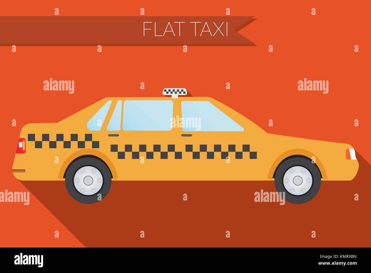 Flat design vector illustration city Transportation, city taxi, side ...