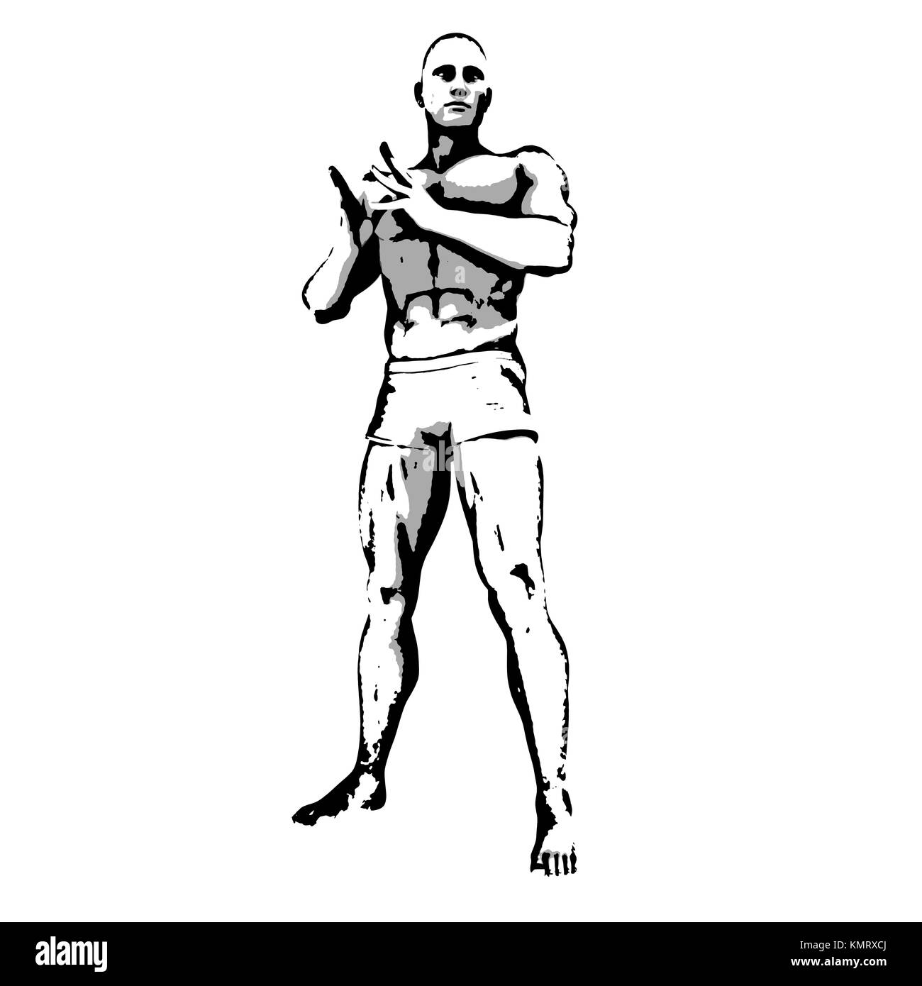 Comic Book Hero Pose in Sketch Ink Illustration Stock Photo - Alamy