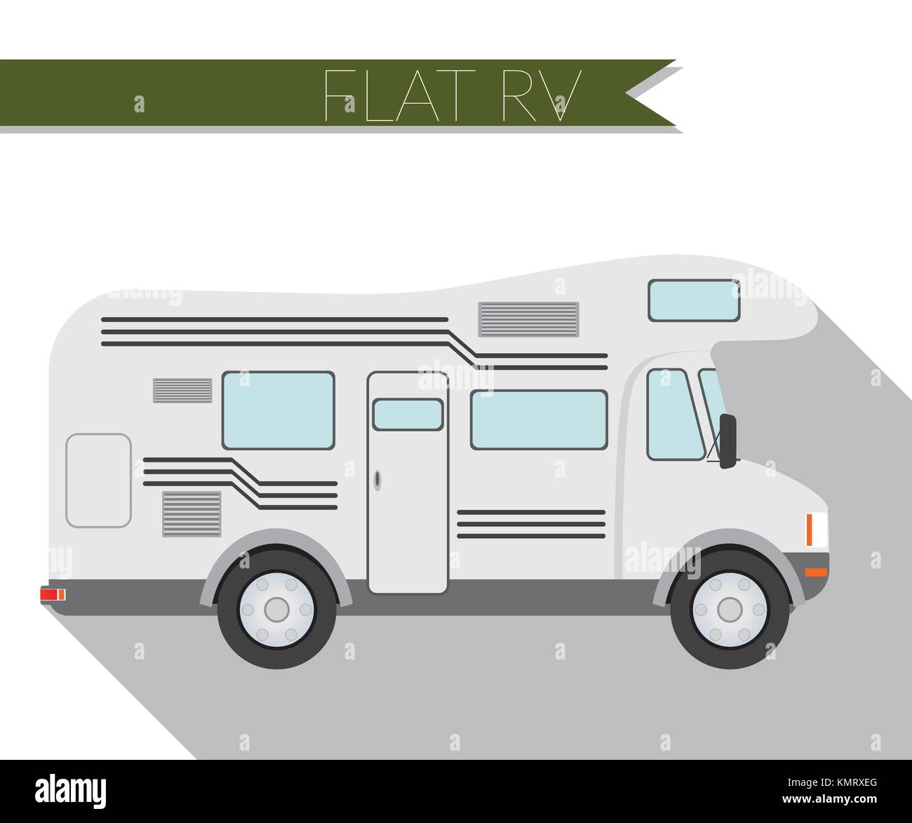 Flat design vector illustration city Transportation, RV for travel and ...