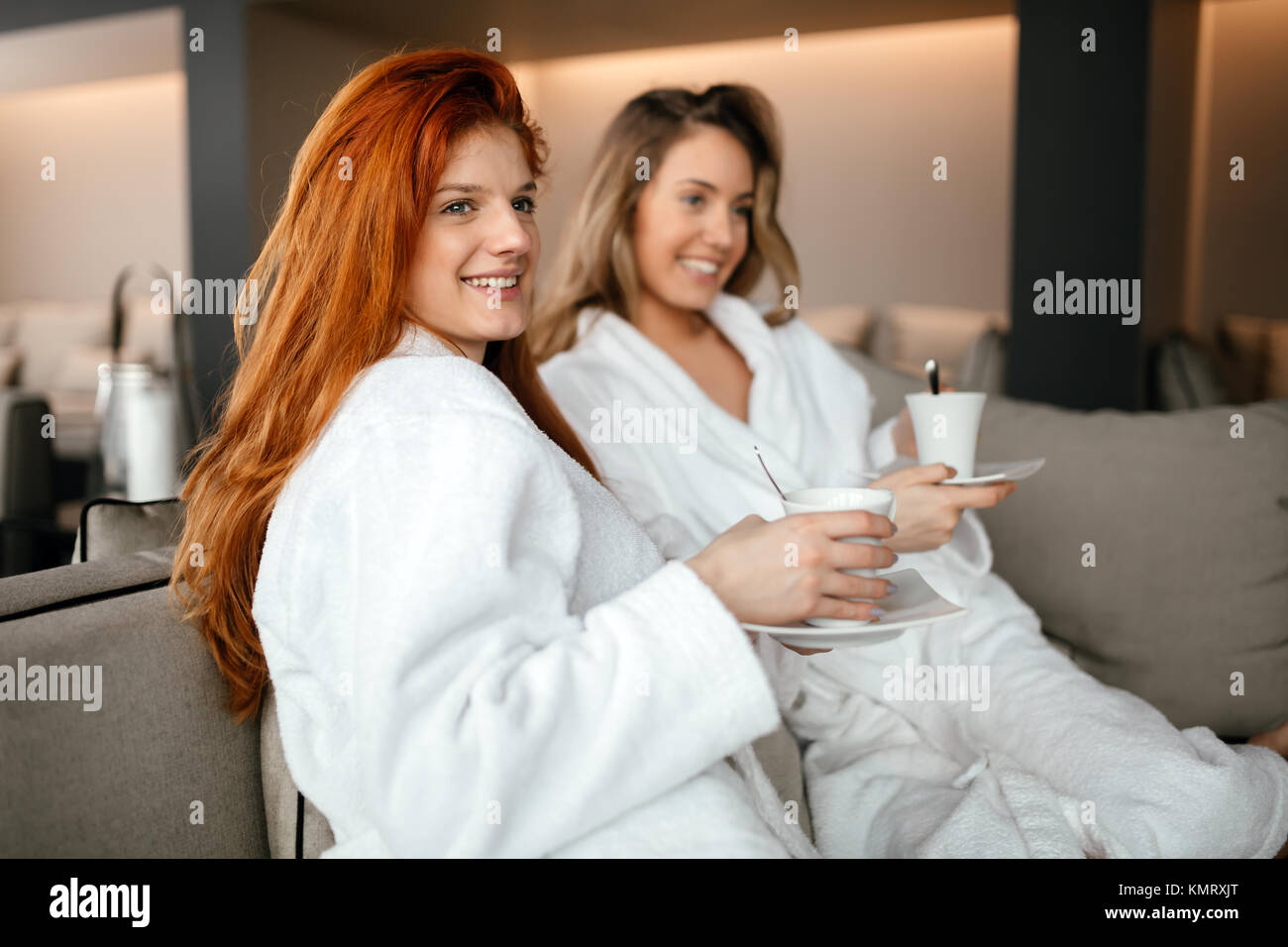 Women enjoying tea Stock Photo - Alamy