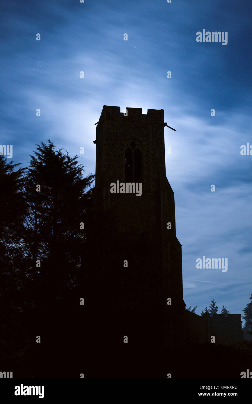 Hickling Church at Night in Moonlight Stock Photo - Alamy