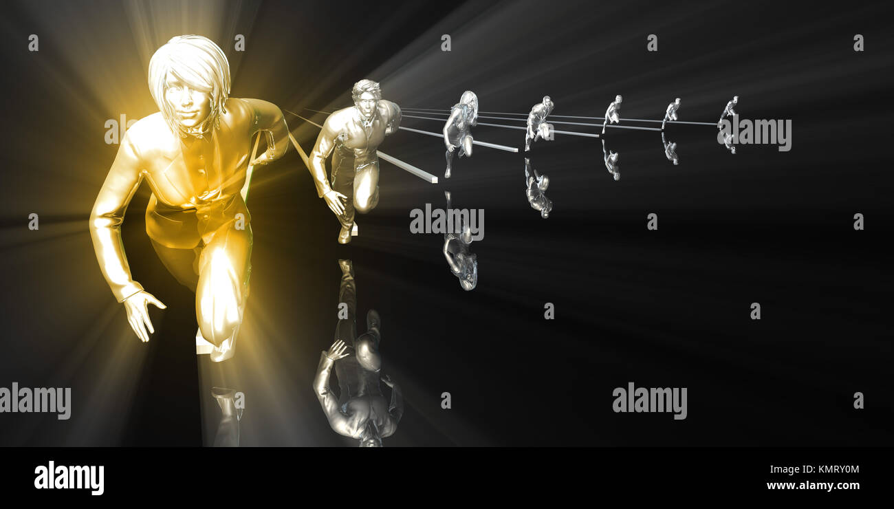 Leader Running Ahead of the Competition in 3d Stock Photo - Alamy