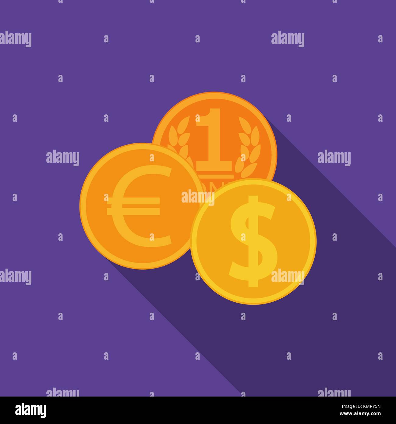 Flat design vector coins icon with long shadow Stock Vector Image & Art ...