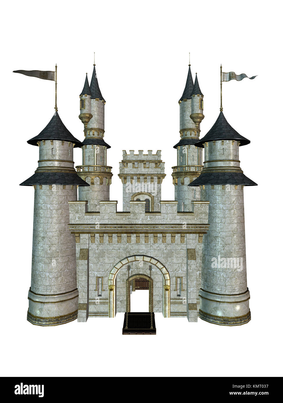 Fairytale story castle on a white background Stock Photo - Alamy