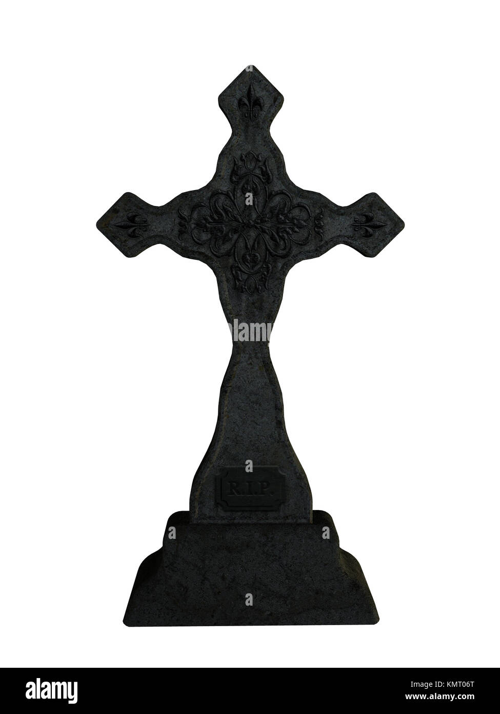 Cross tombstone on a white background Stock Photo - Alamy