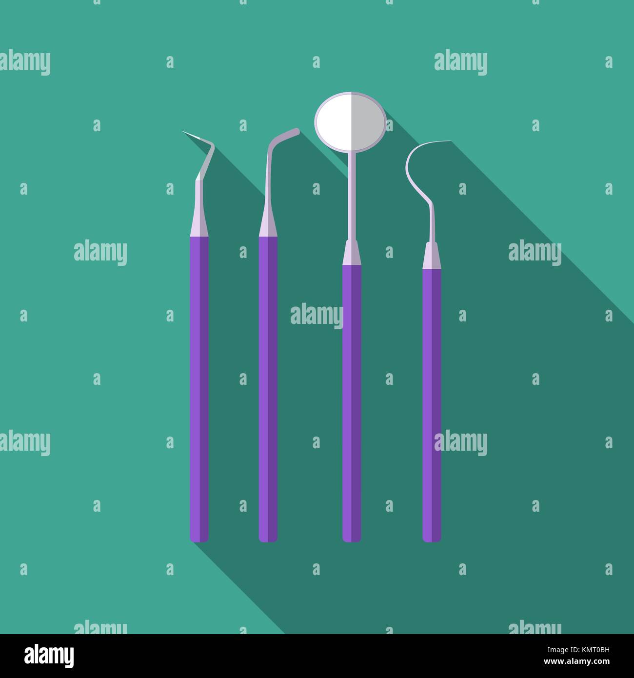 Flat design modern vector illustration of dental tools icon with long ...