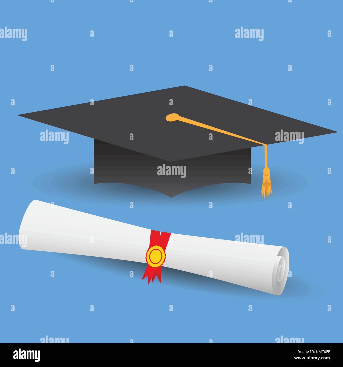 Flat design modern vector illustration of graduation cap and diploma ...