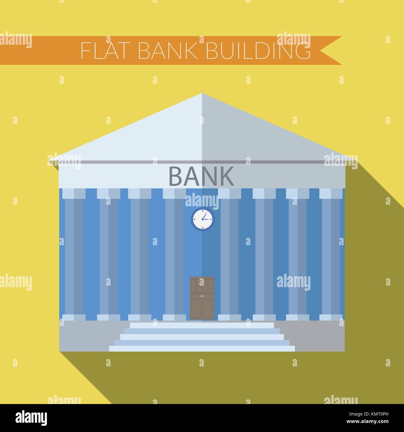 Flat design modern vector illustration of bank building icon, with long ...