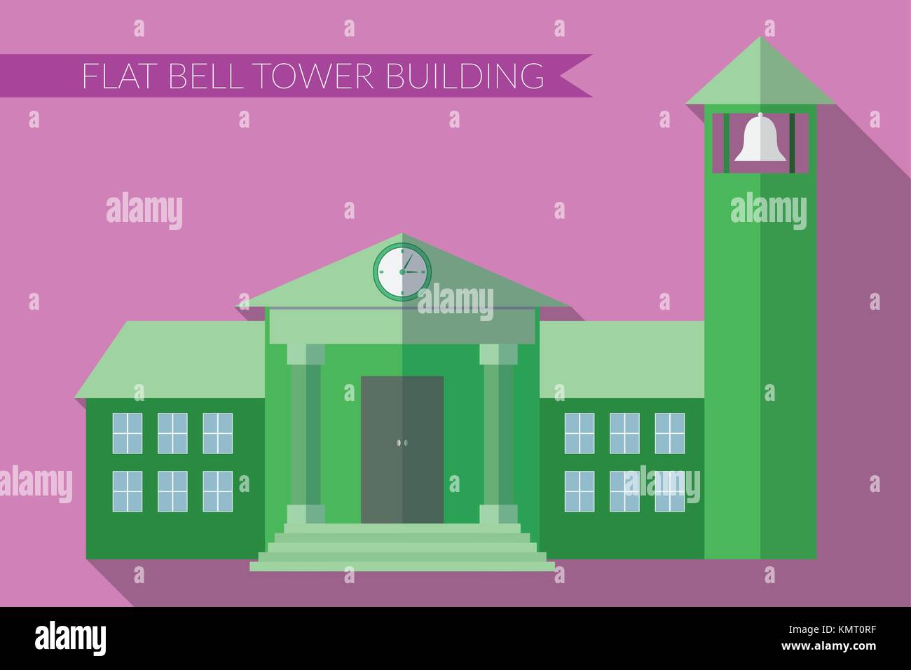 Flat design modern vector illustration of building with bell tower icon ...