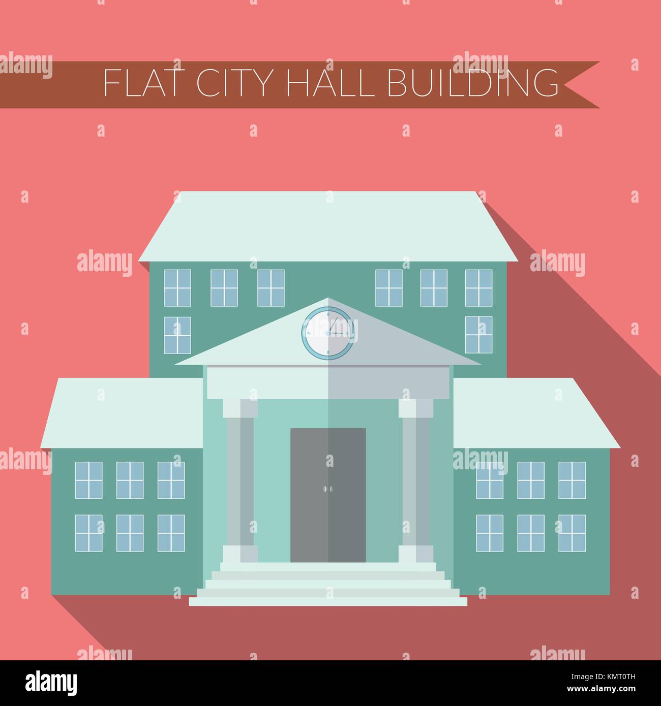 Flat design modern vector illustration of city hall building icon, with ...