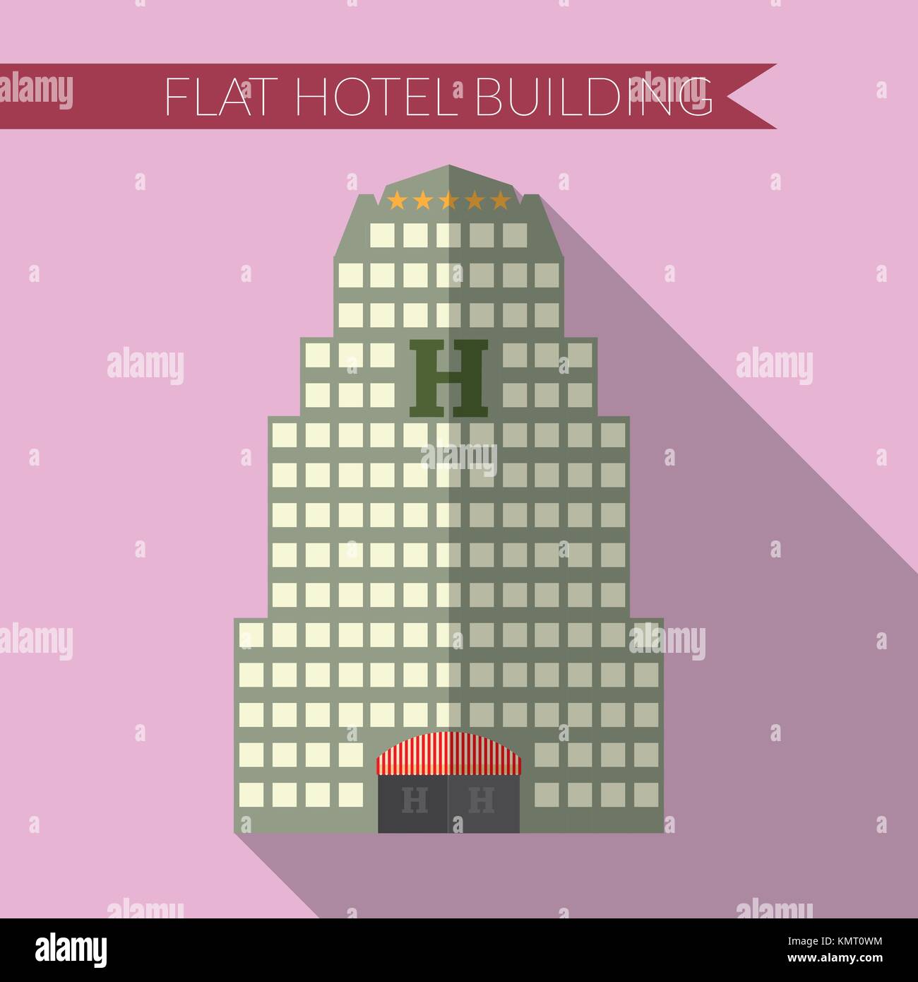 Flat design modern vector illustration of hotel building icon, with ...
