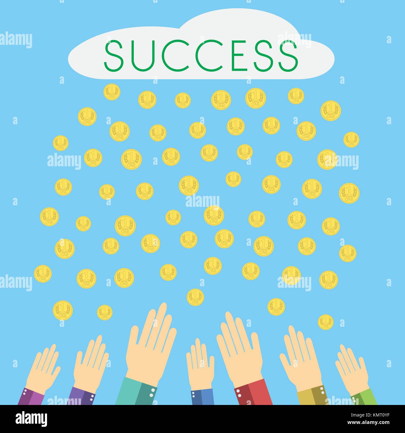 Flat design modern vector illustration of cloud with sign success ...