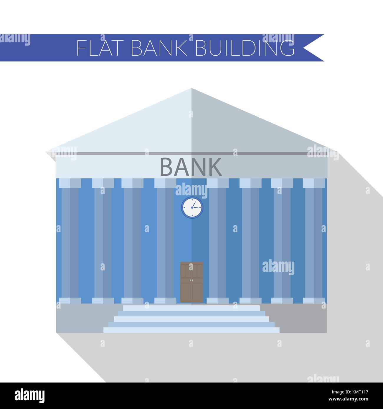 Flat design modern vector illustration of bank building icon, with long ...