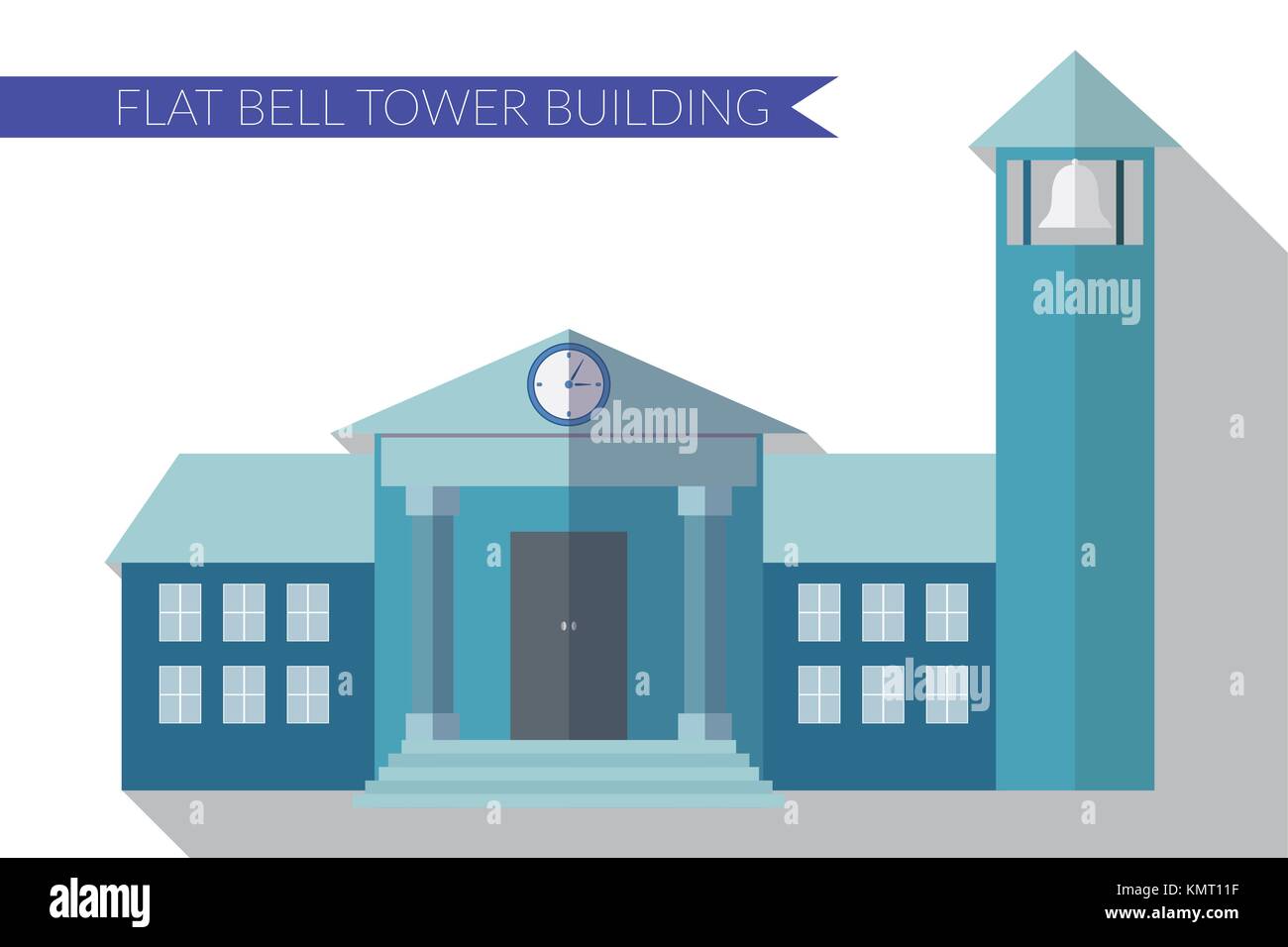 Flat design modern vector illustration of building with bell tower icon ...