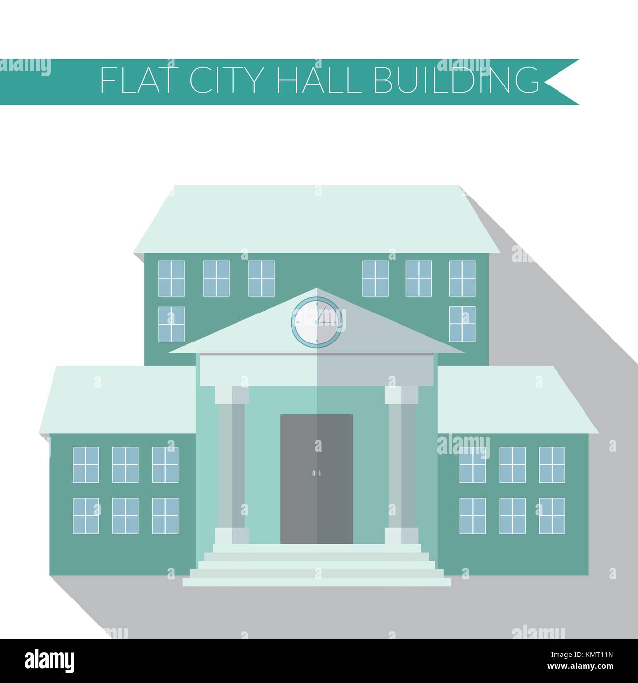 Flat design modern vector illustration of city hall building icon, with ...