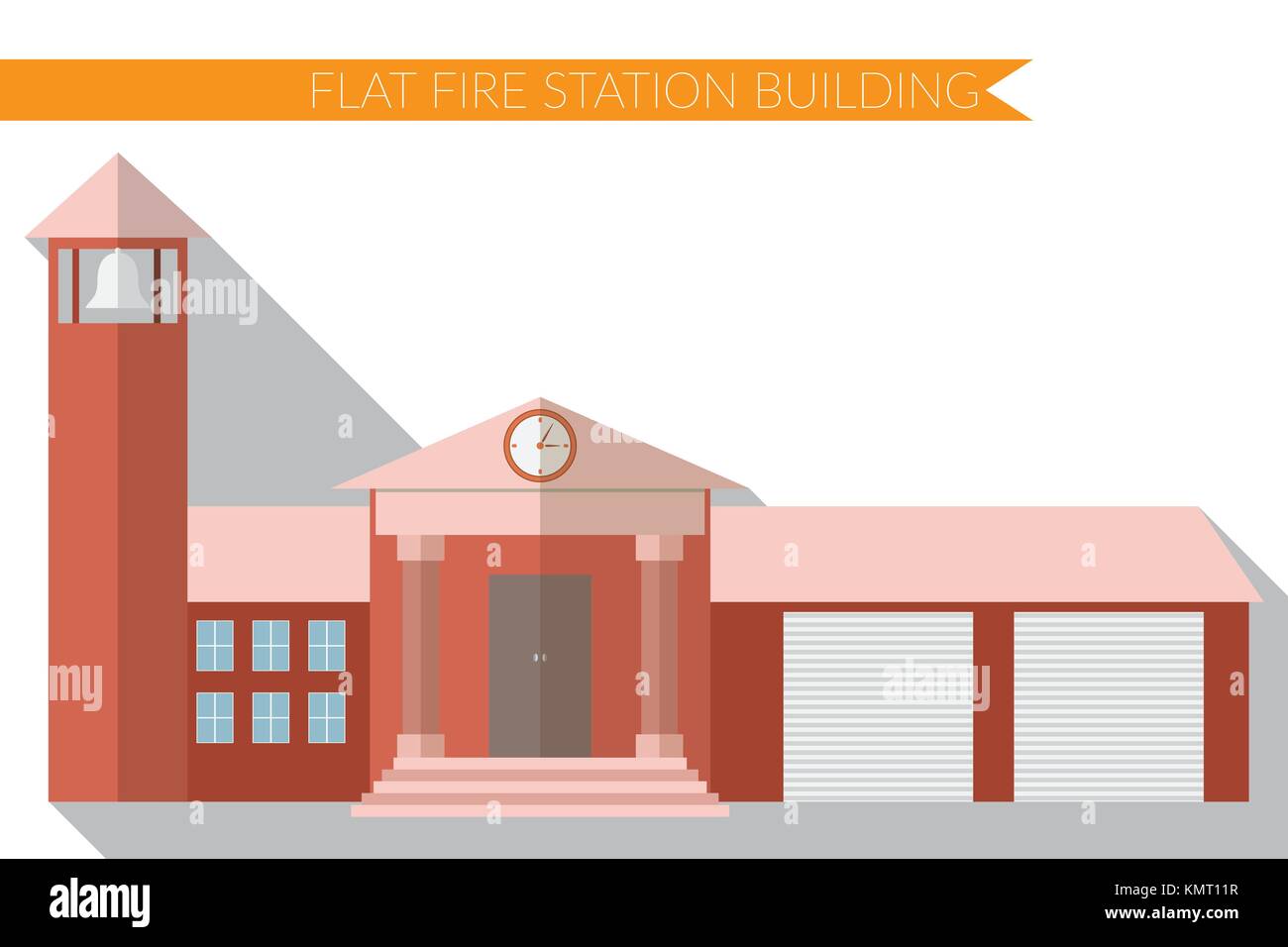 Flat design modern vector illustration of fire station building icon ...