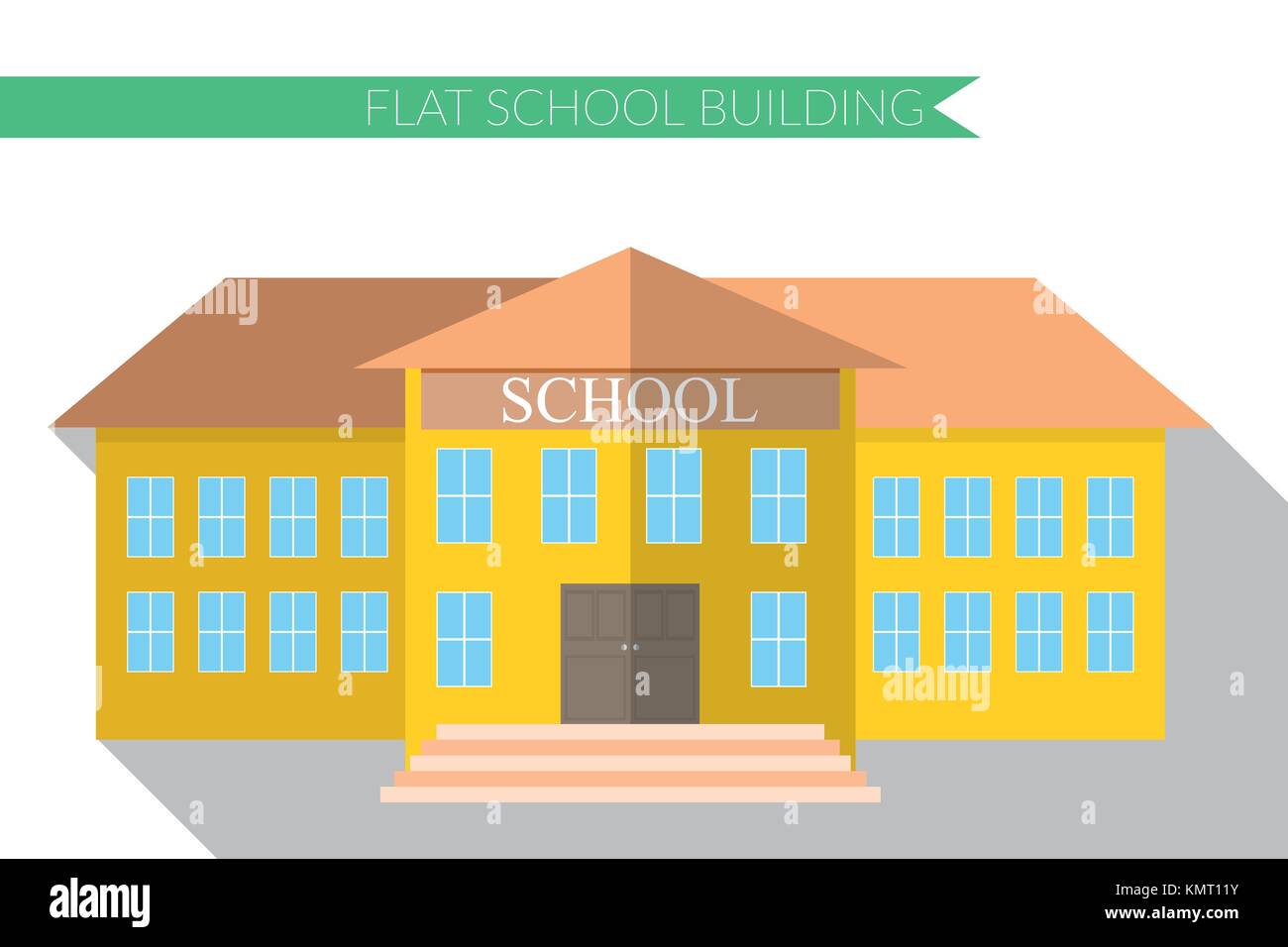 Flat design modern vector illustration of school building icon set ...