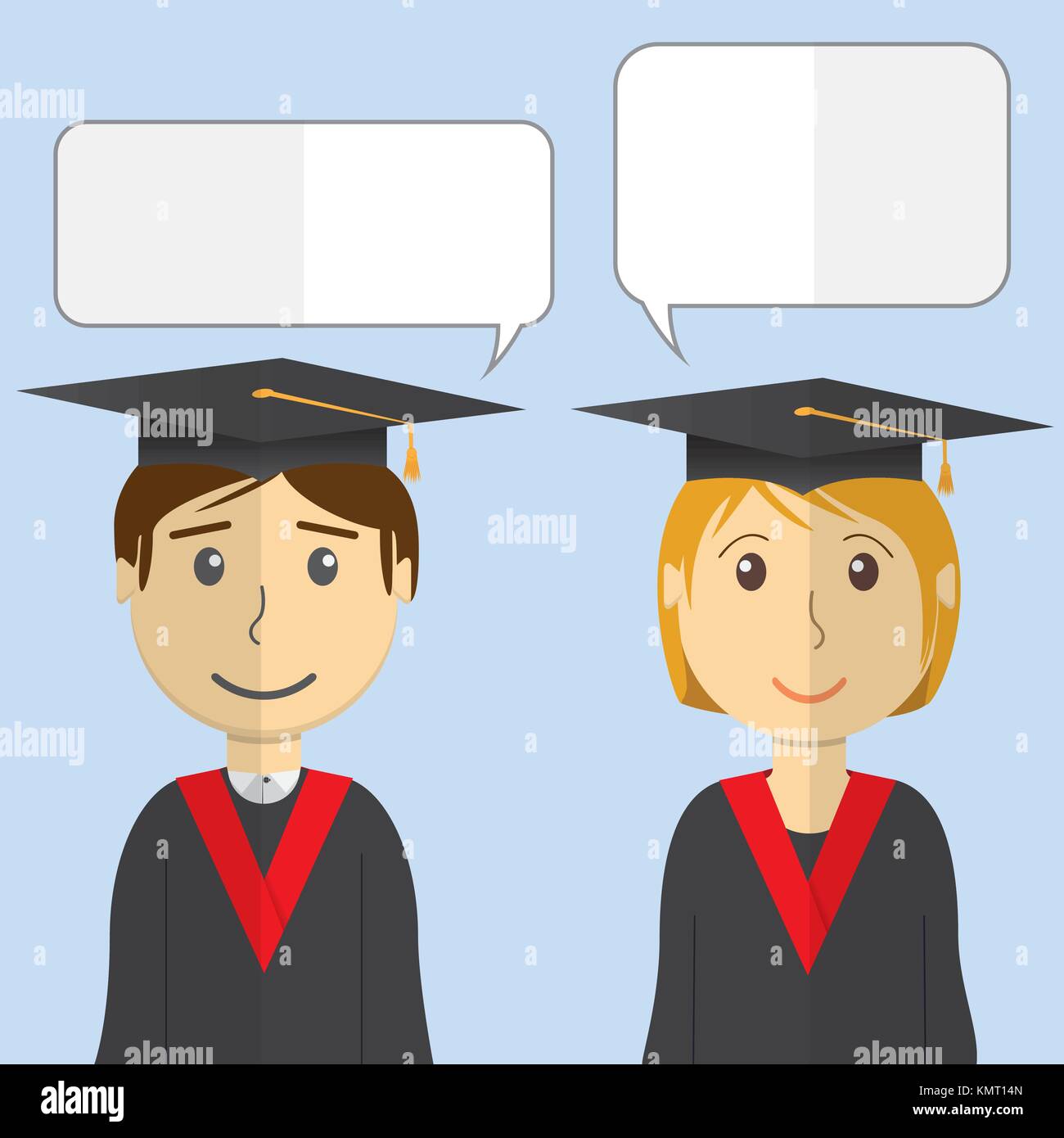 Flat design modern vector illustration of students in graduation gowns ...