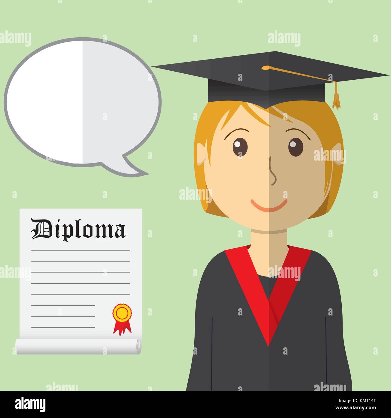 Flat design modern vector illustration of student in graduation gown ...
