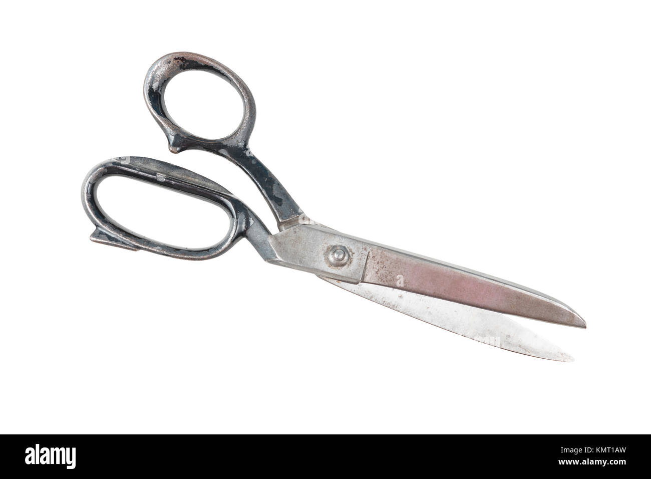 Old metal sewing scissors isolated on white background, saved path ...