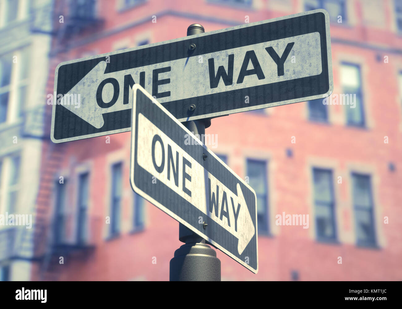 One way road sign against buildings,illustration Stock Photo - Alamy