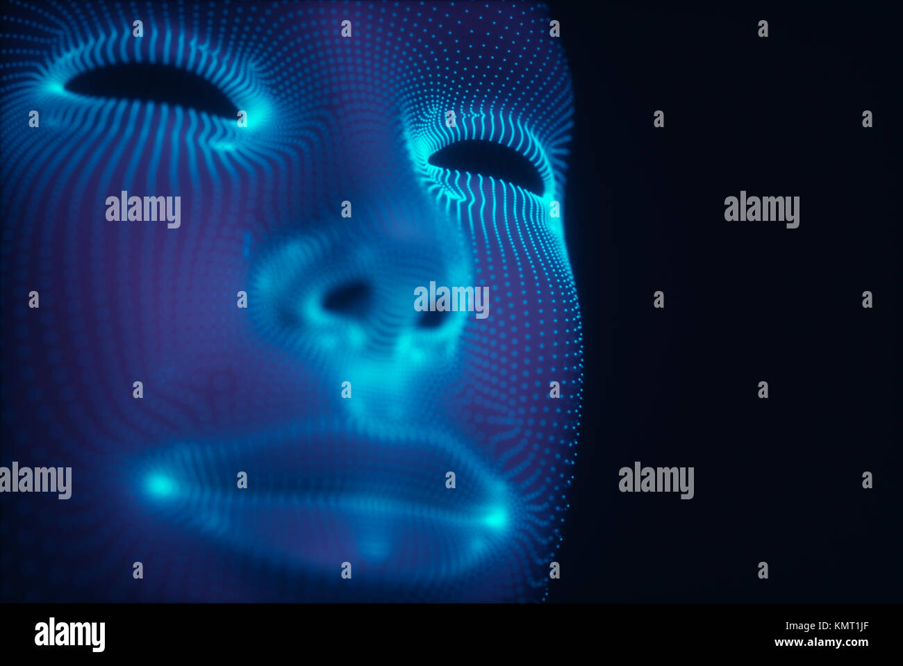 Three dimensional illuminated face,illustration Stock Photo - Alamy