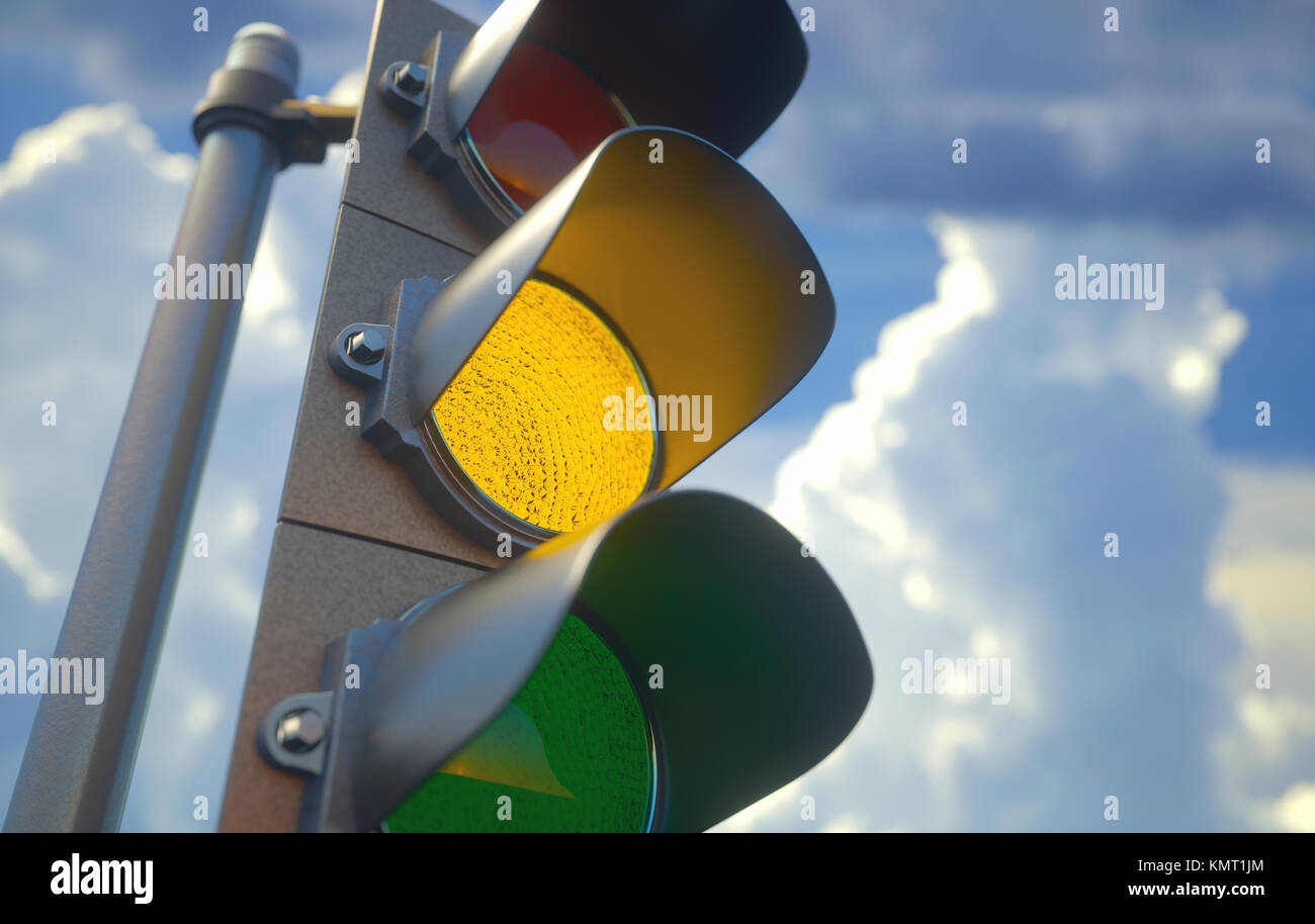 Amber traffic light,illustration Stock Photo - Alamy