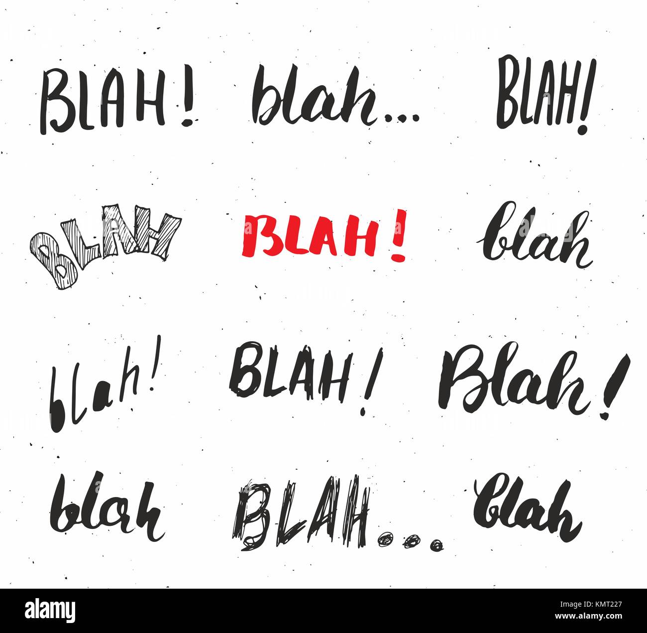 Blah, blah words hand written set vector illustration isolated on white ...