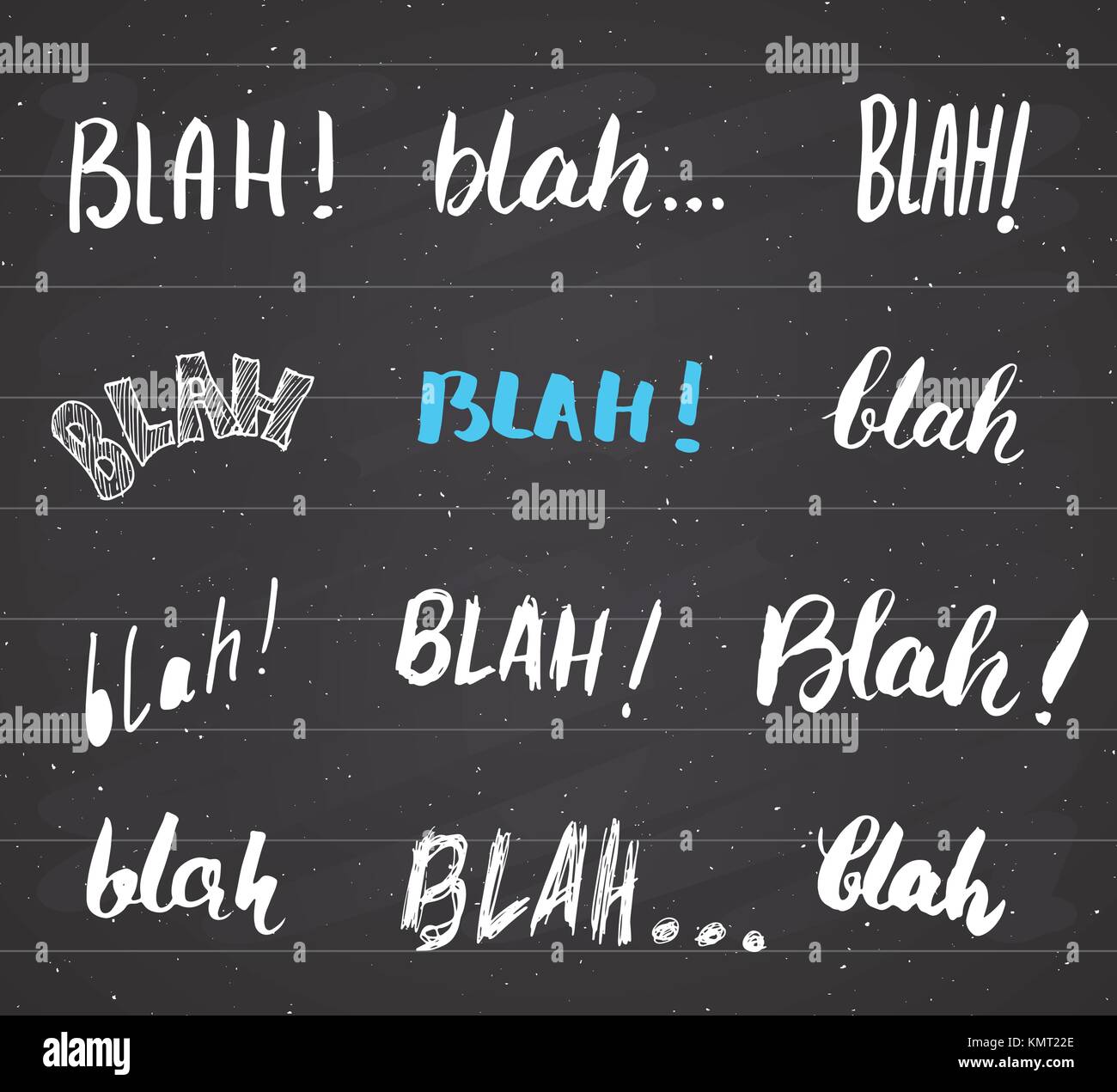 Blah, blah words hand written set vector illustration on chalkboard ...