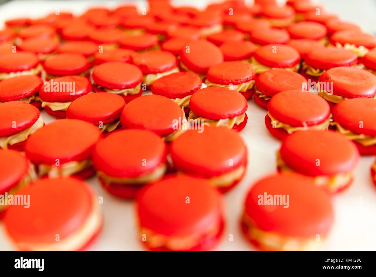 red macarons on table, close up Stock Photo - Alamy