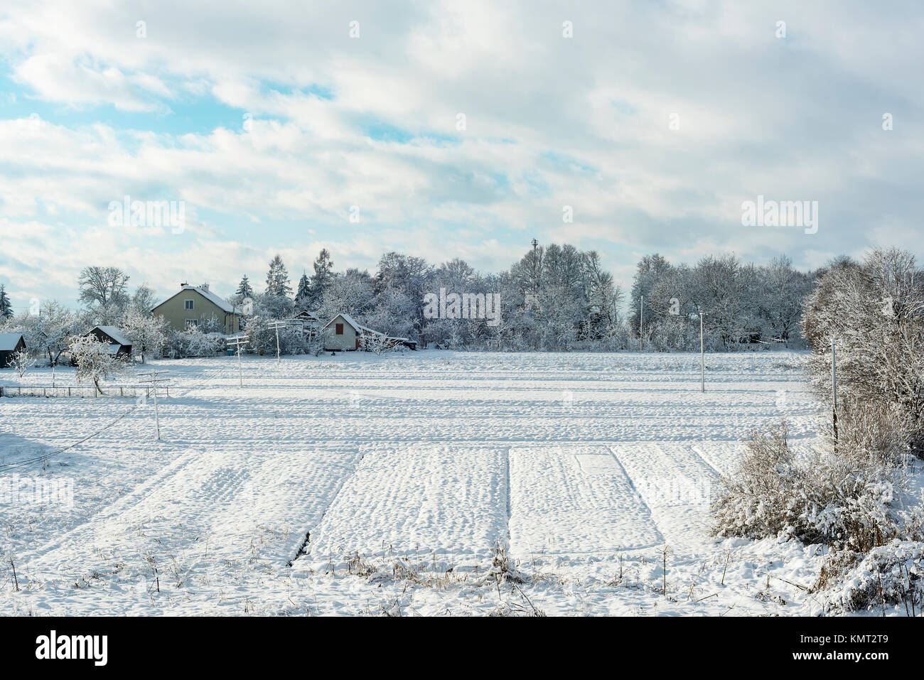 Beautiful winter landscape in the village of Western Ukraine, nature ...