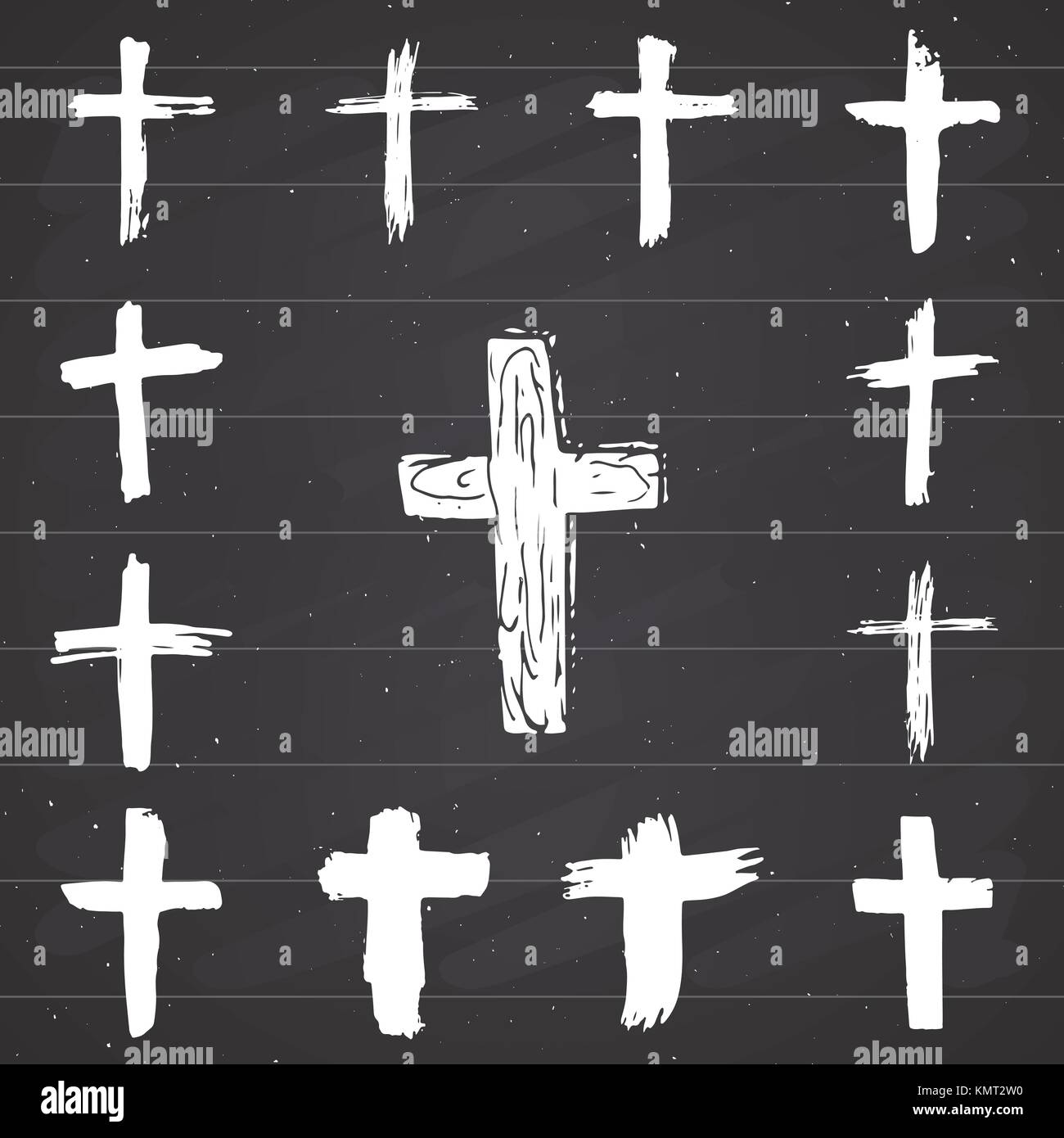 Grunge hand drawn cross symbols set. Christian crosses, religious signs ...