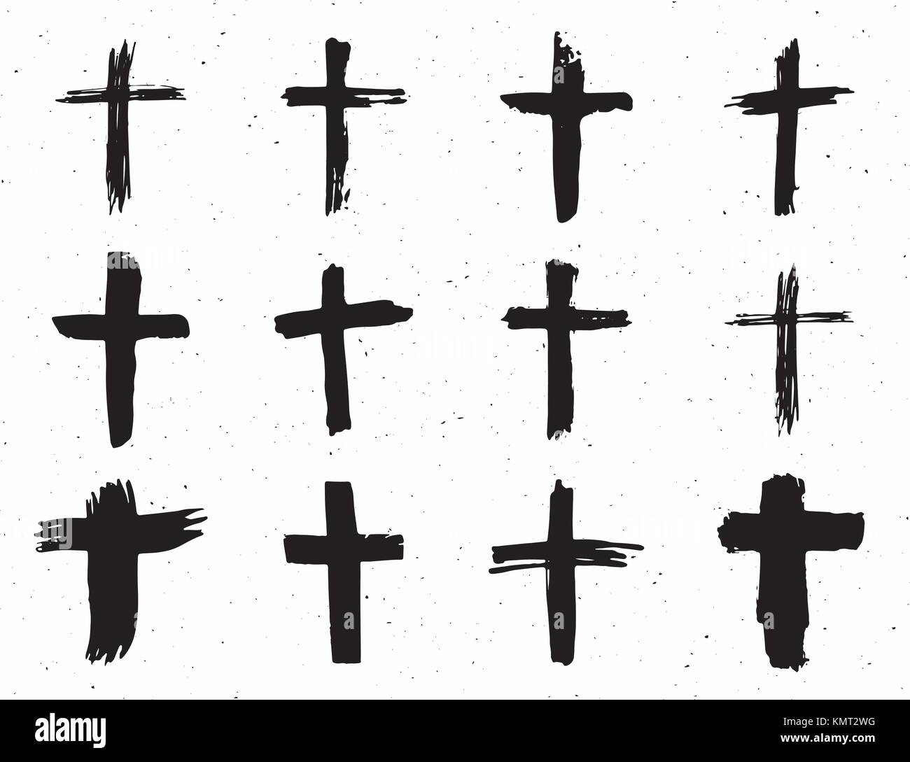 Grunge hand drawn cross symbols set. Christian crosses, religious signs ...