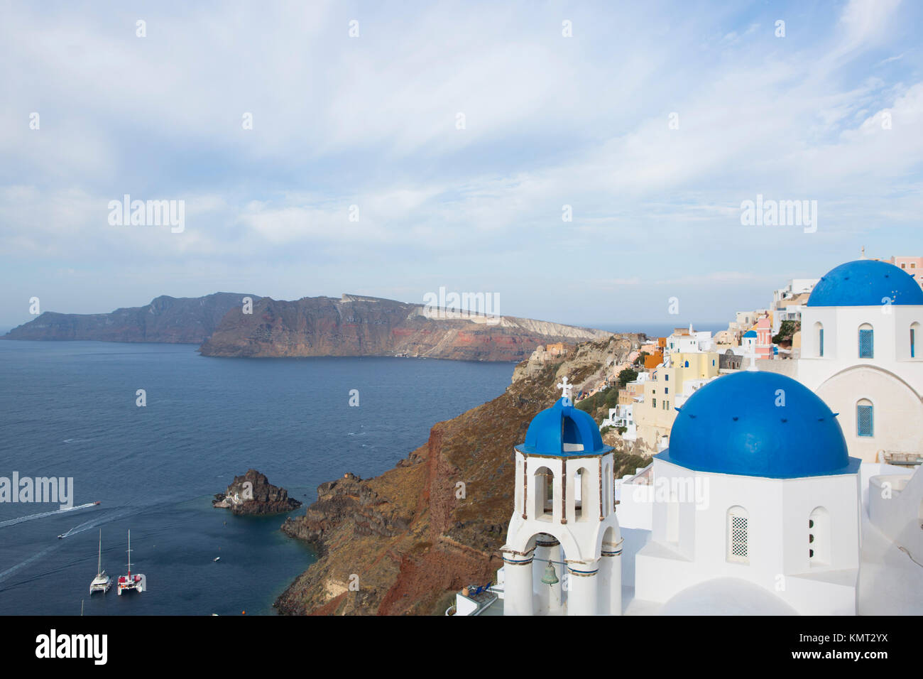 Santorini church. The famous blue domes of Santorini island, Greece ...