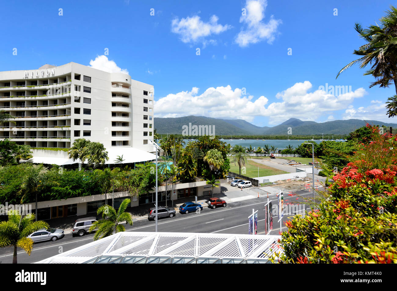 View of Cairns city centre and the Hilton, Far North Queensland, FNQ ...
