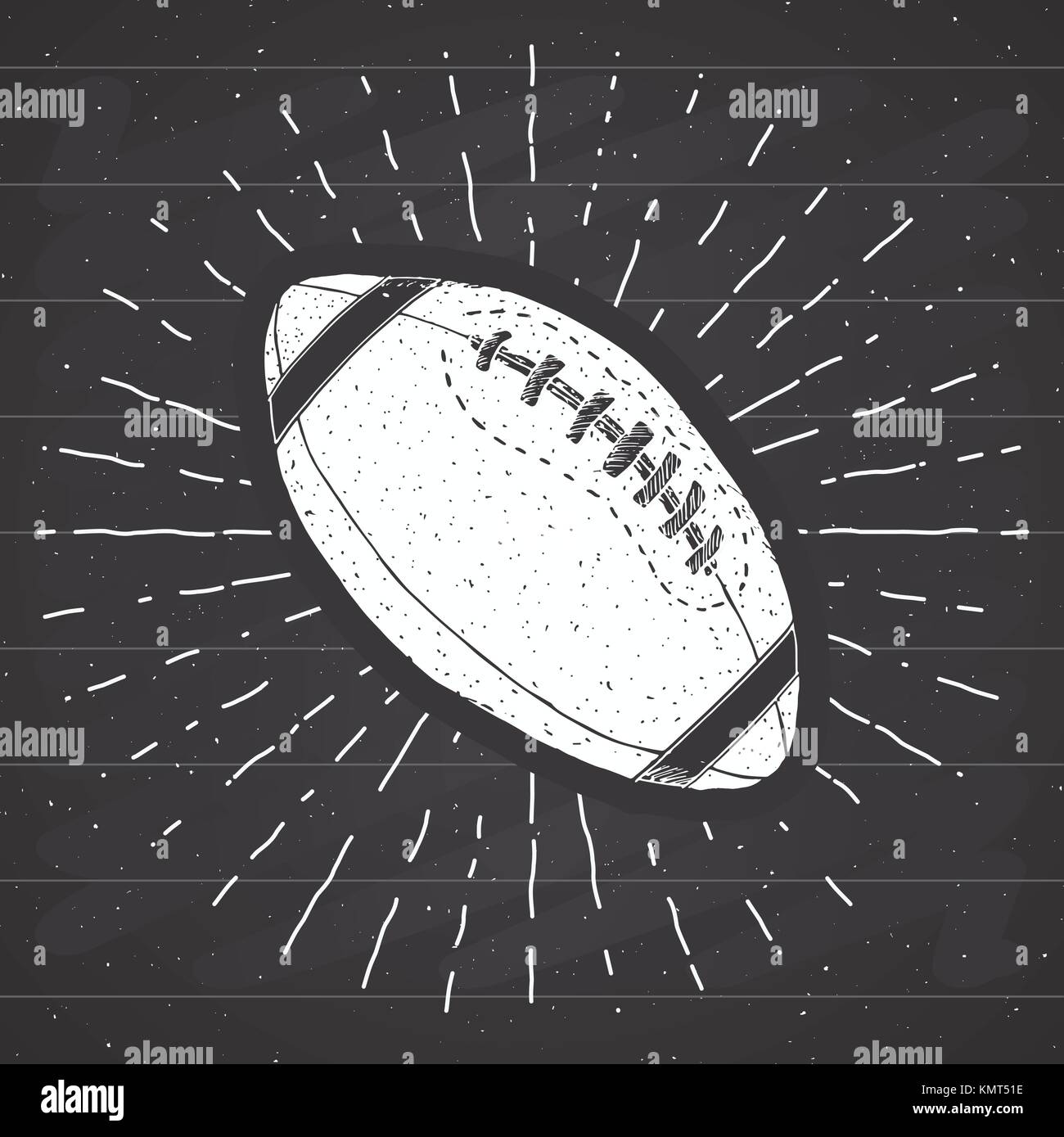Football, rugby ball vintage label, Hand drawn sketch, grunge textured ...