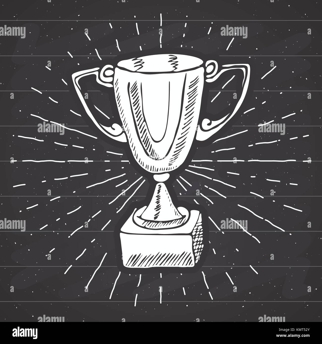 Vintage label, Hand drawn Sport trophy, winners prize, grunge textured ...