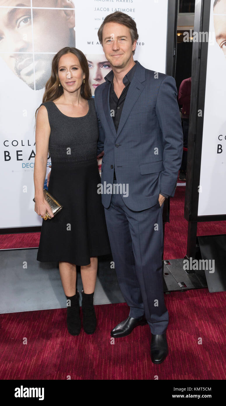 New York, NY - December 12. 2016: Shauna Robertson, Edward Norton ...