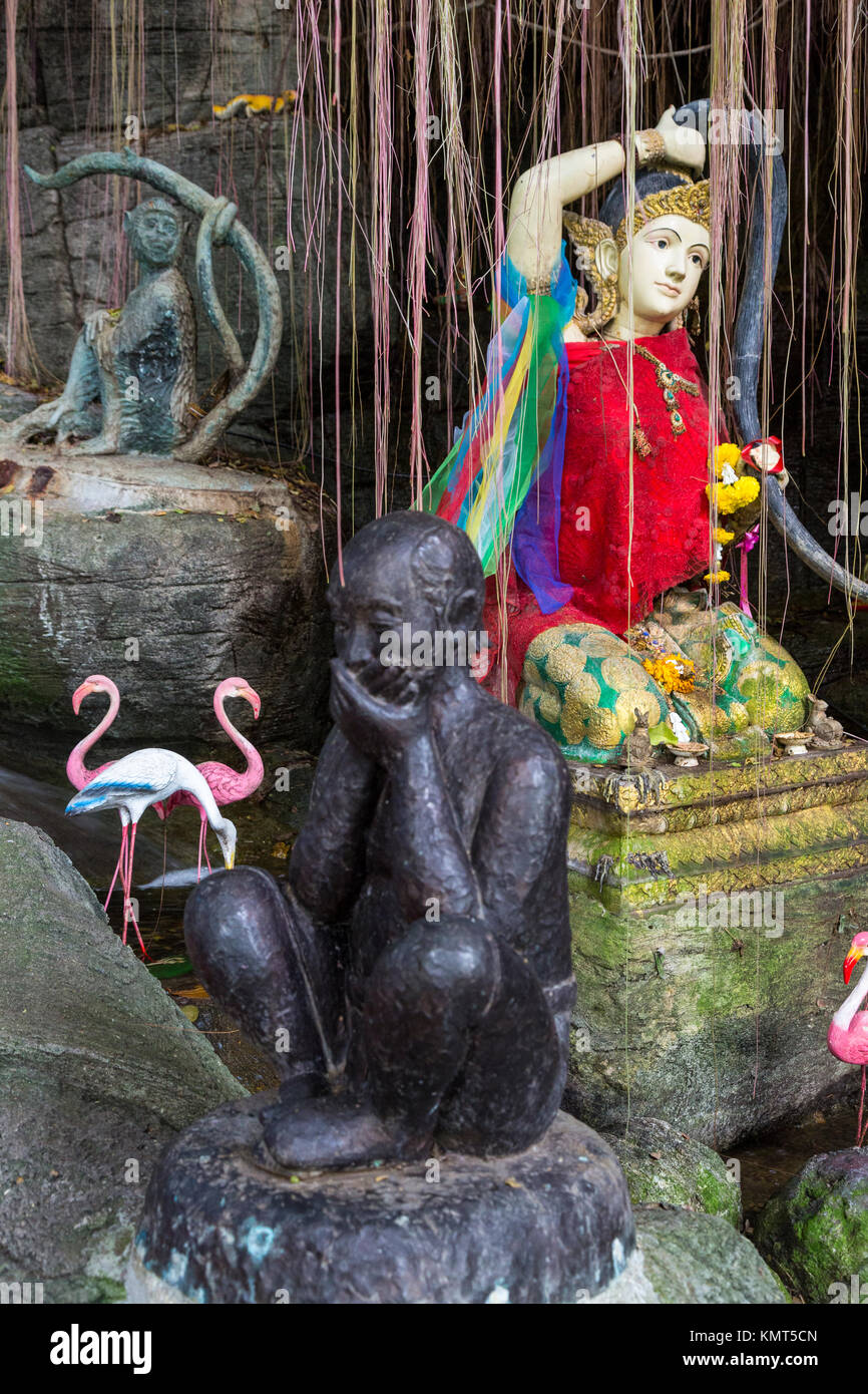 Bangkok, Thailand. Goddess of the Earth, Phra Mae Thorani, Wringing ...