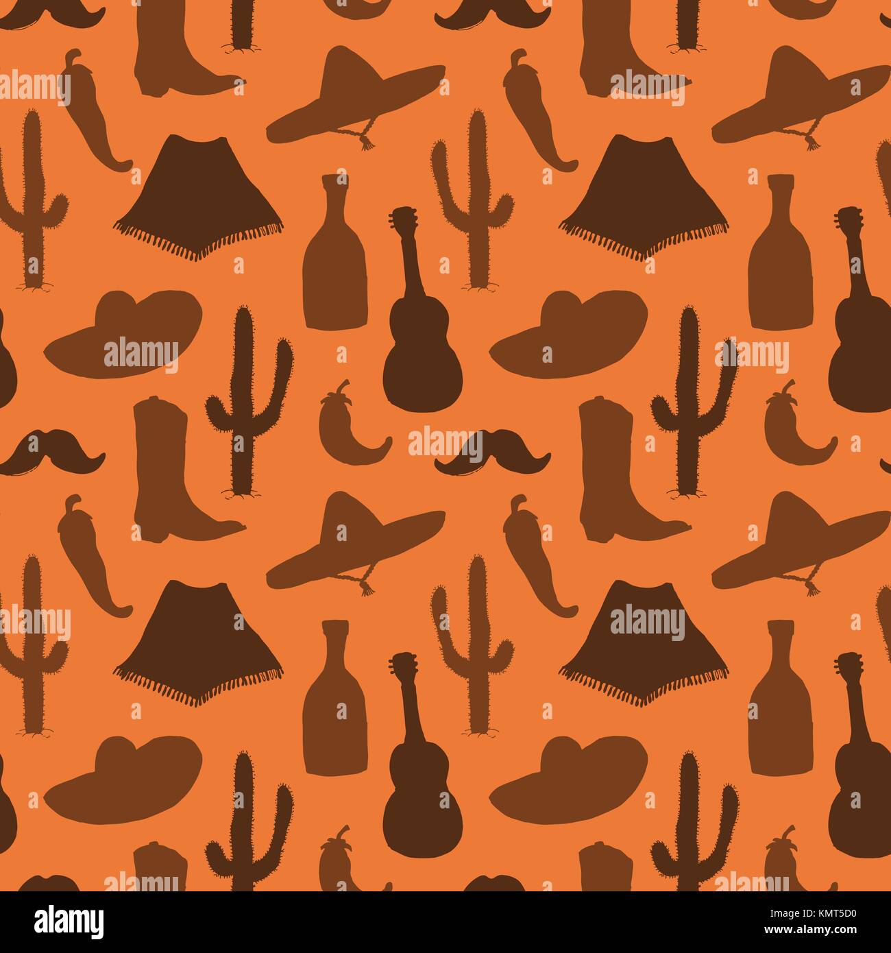 Mexico seamless pattern doodle elements, Hand drawn sketch silhouette ...