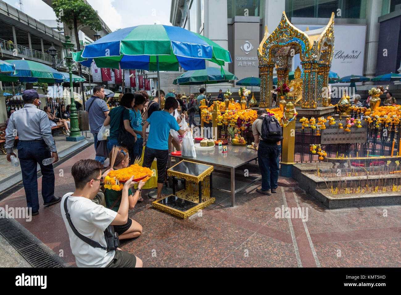 Bangkok, Thailand. Erawan Shrine to the Hindu God Brahma Stock Photo ...