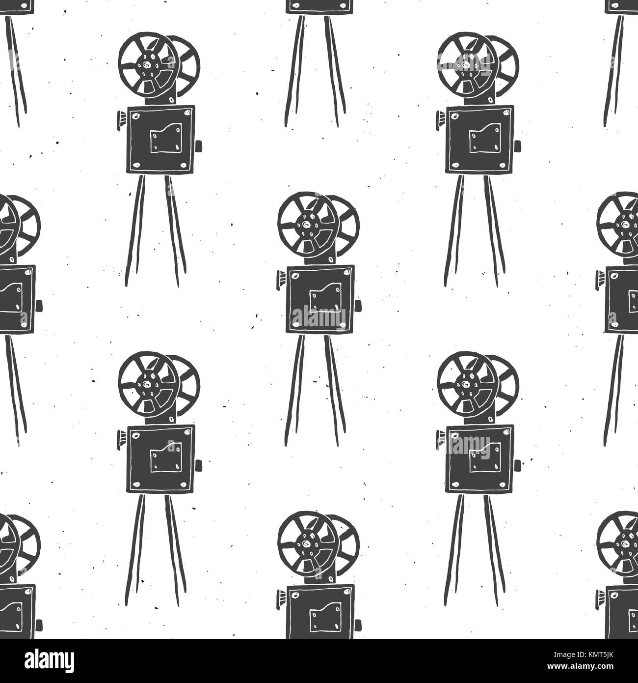 Camera vintage seamless pattern, handdrawn sketch, retro movie and film ...