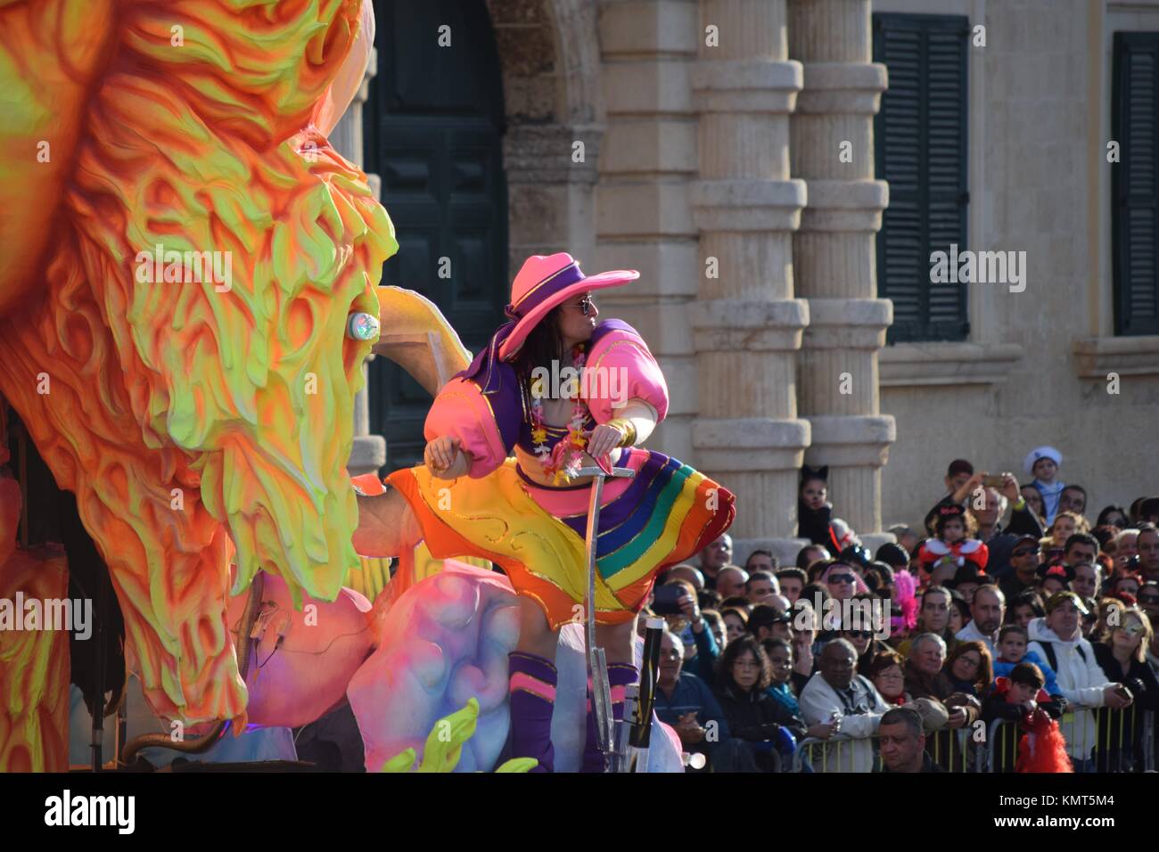 Dancers on top of a float Stock Photo - Alamy