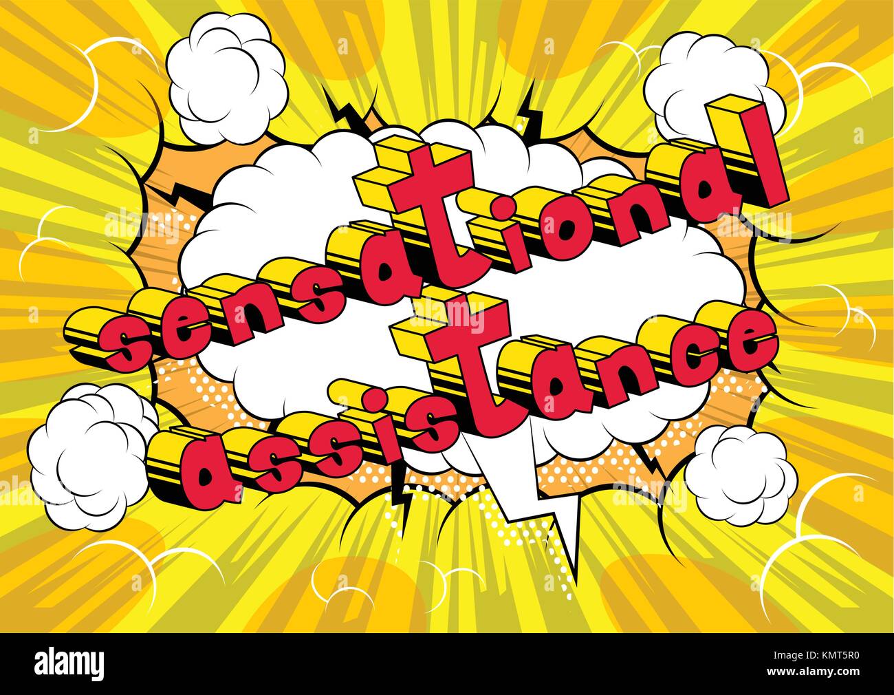 Sensational Assistance - Comic book style word on abstract background ...