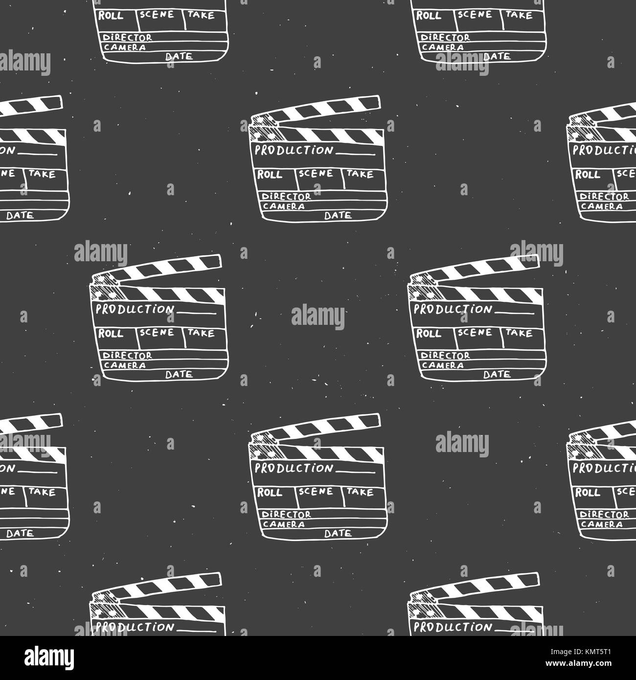 Clapperboard seamless pattern, vintage handdrawn sketch, retro movie ...