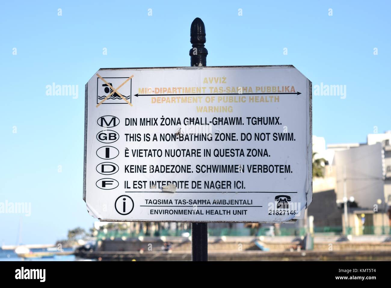 No Bathing zone, do not swim sign Stock Photo - Alamy